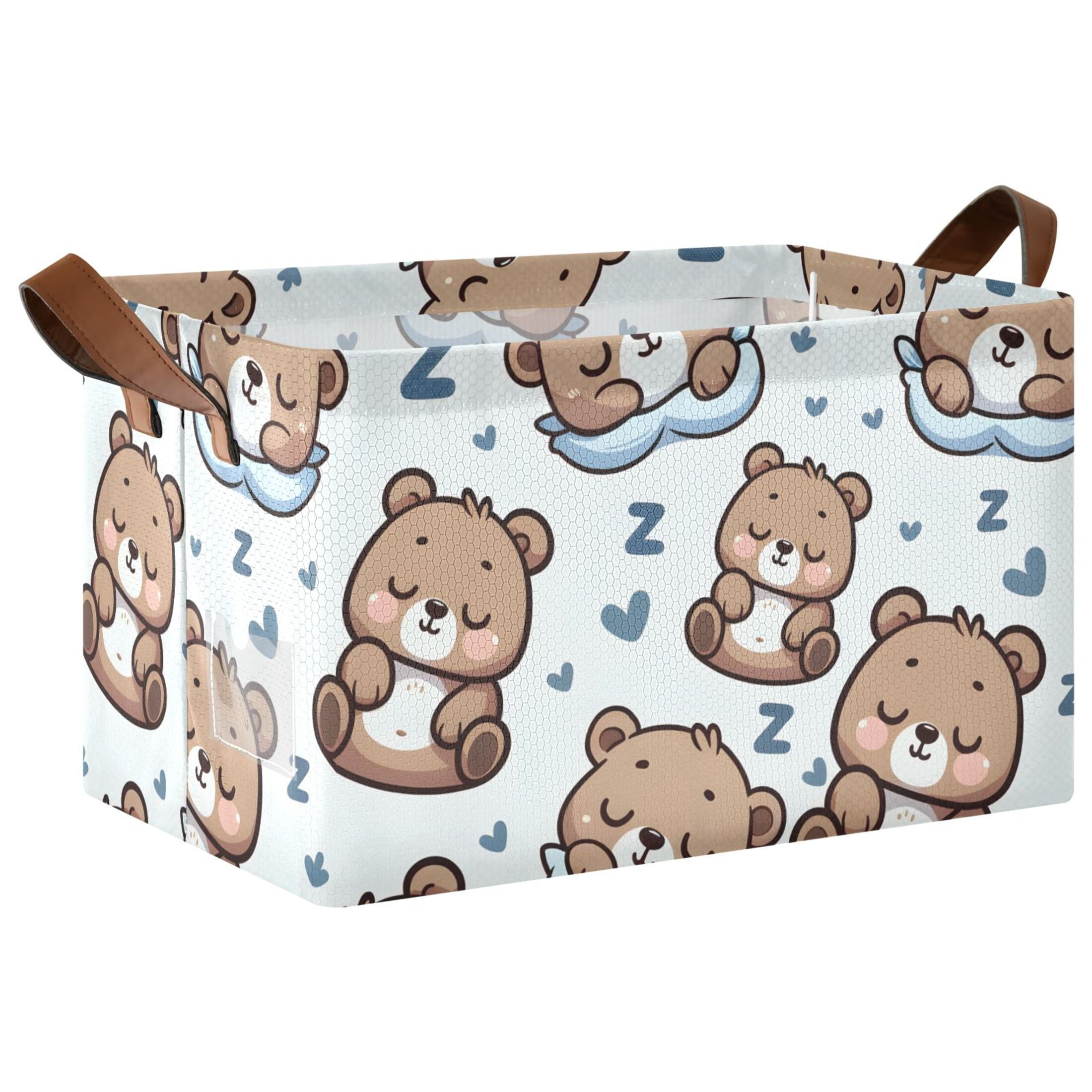 Sleeping Cute Bear Collapsible Storage Bins Fabric Shelf Baskets with ...