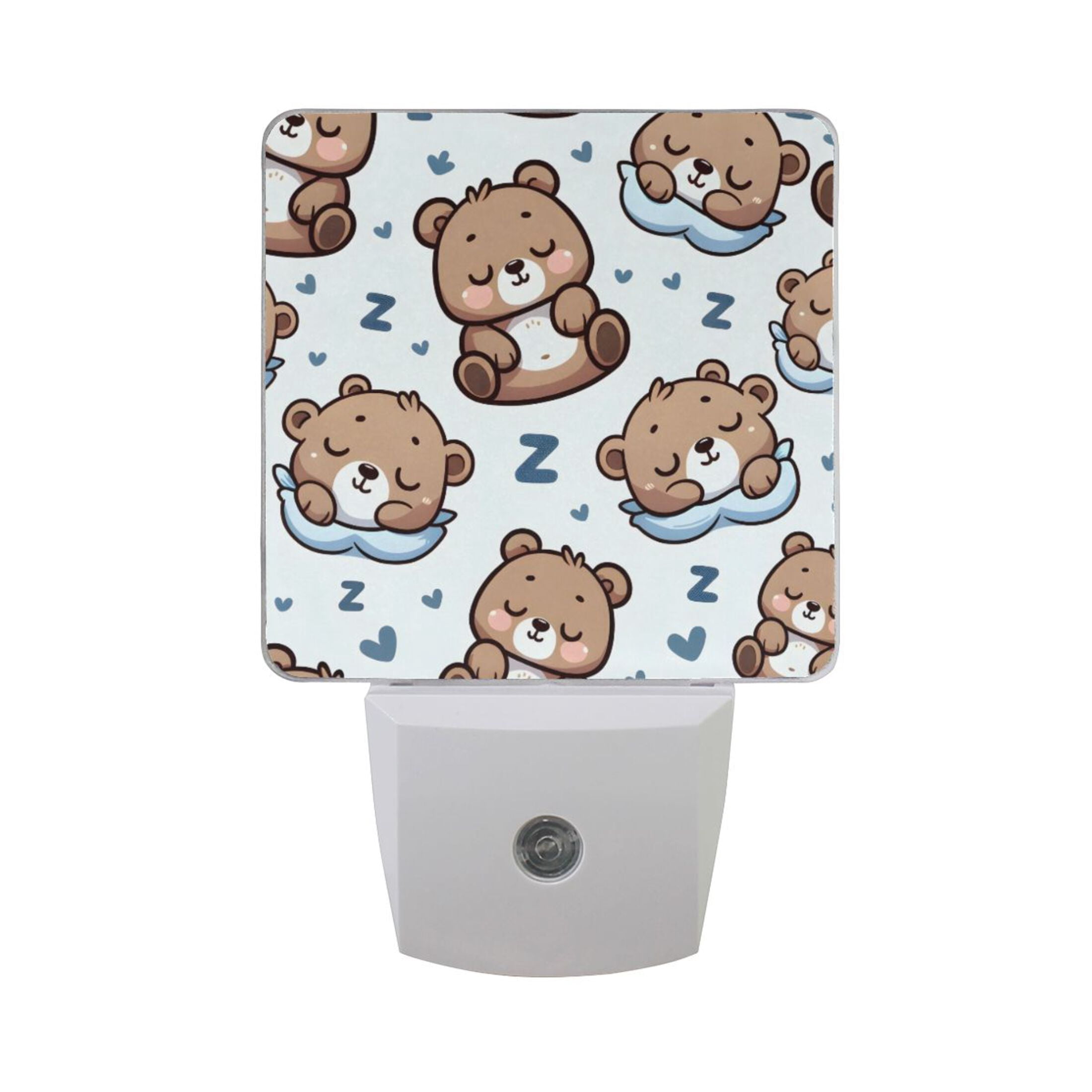 Sleeping Cute Bear LED Night Light Dusk to Dawn Sensor 2 Pack Plug-in ...