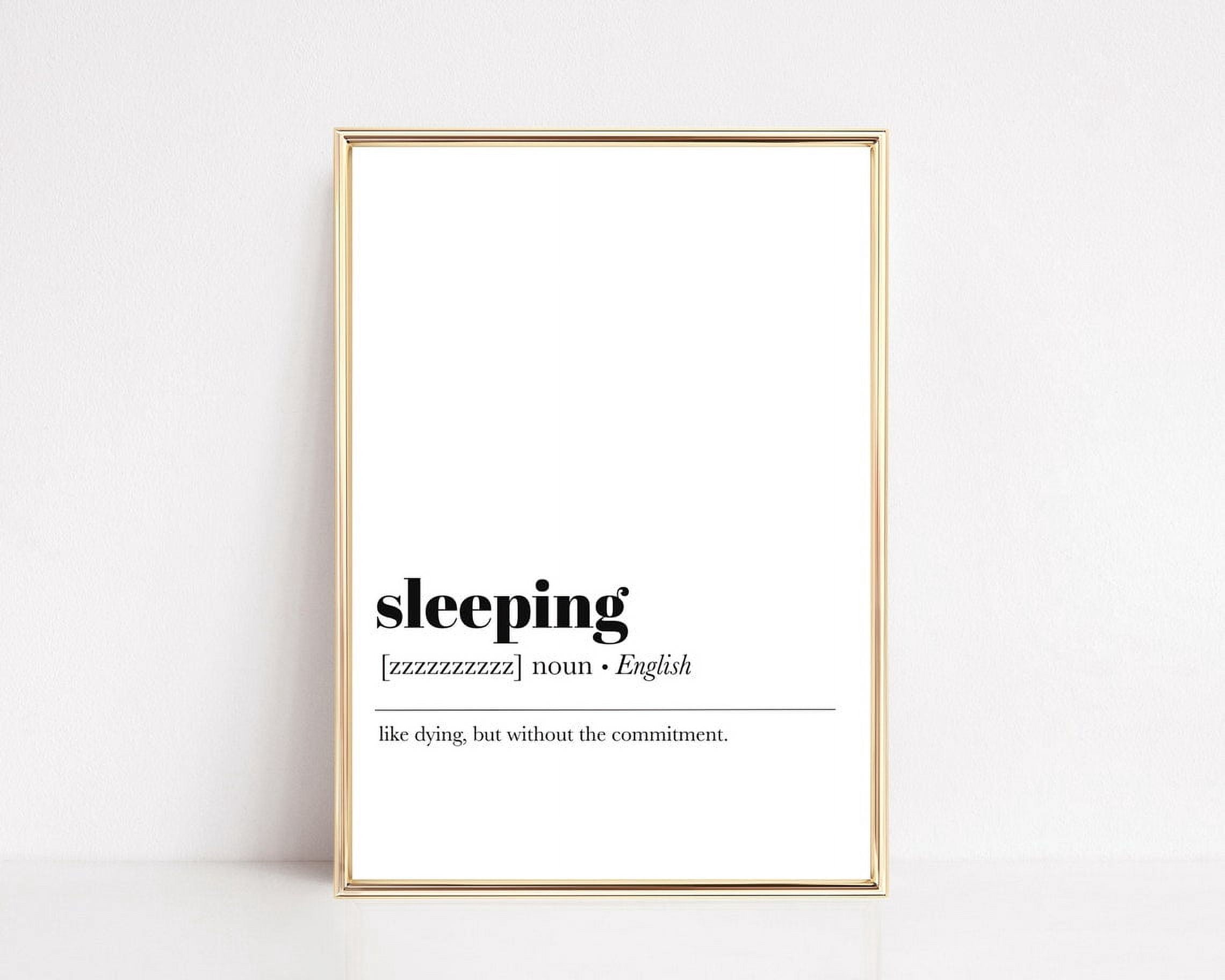 Sleeping Definition Print Funny Definition Print Bedroom Wall Art Dorm ...