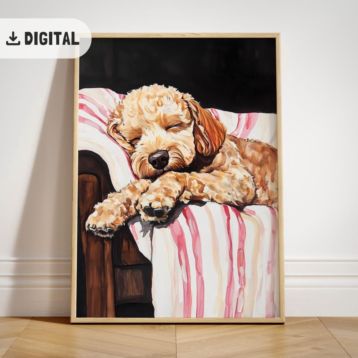 Sleeping Doodle Puppy, Contemporary Art Poster, Trendy Toy Poodle Dog ...