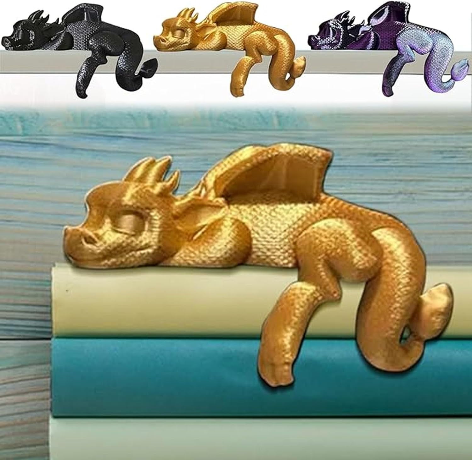 Sleeping Dragon Bookshelf Decor, 3D Print Vintage Gothic Dragon ...