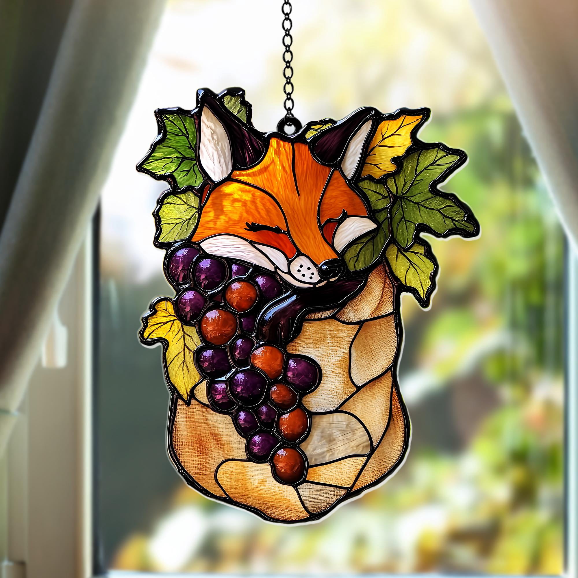 Sleeping Fox Acrylic Suncatcher fullxfull Autumn Grape Vine Window ...