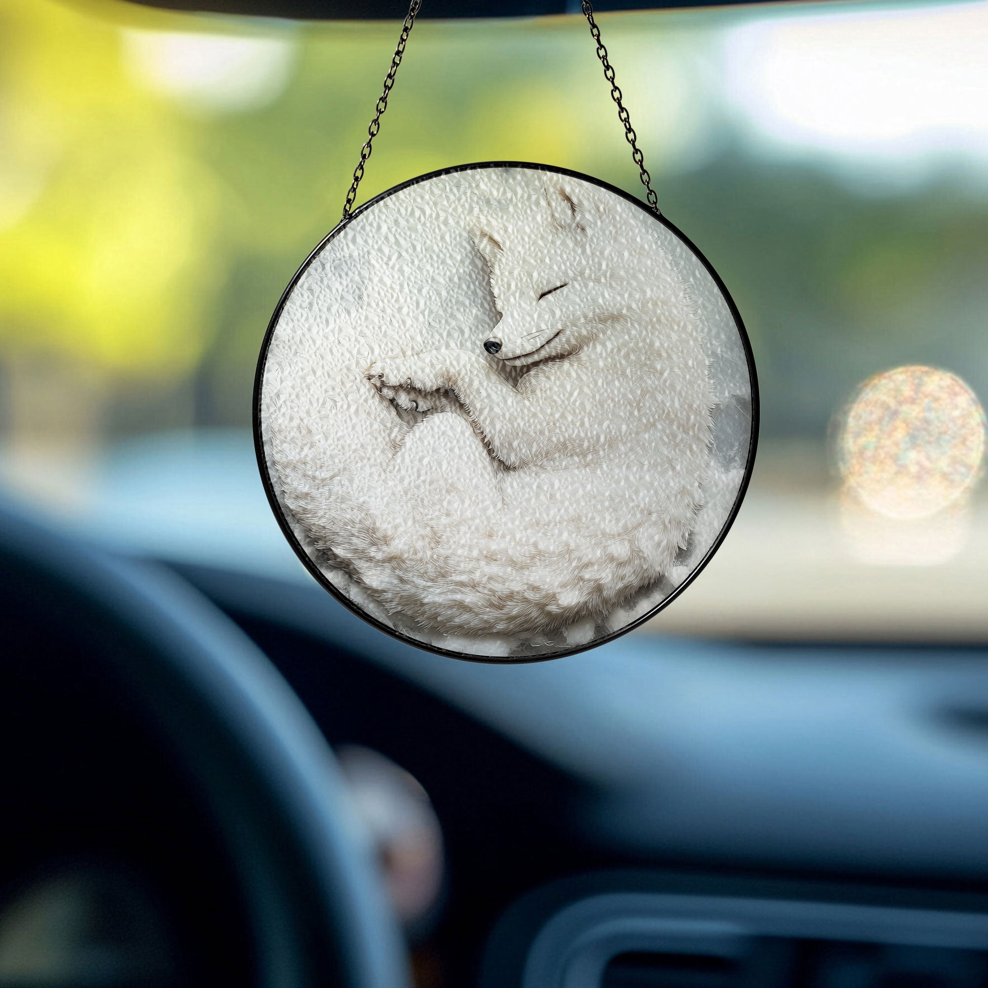 Sleeping Fox Stained Glass Suncatcher - Handcrafted Mosaic Art with ...