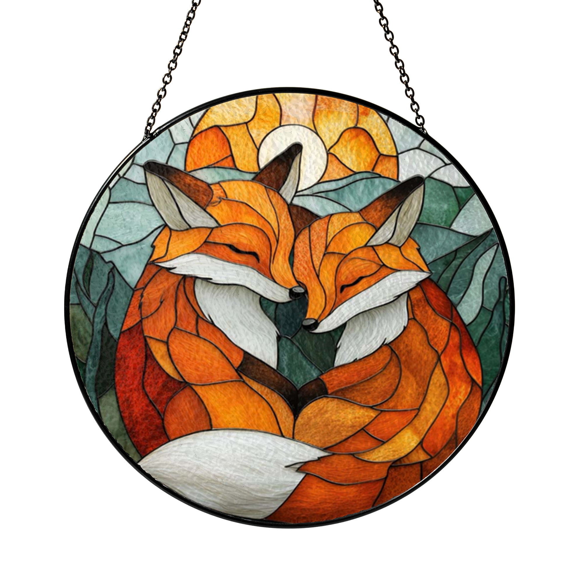 Sleeping Foxes Suncatcher Design PDF – Round Stained Glass Pattern File ...