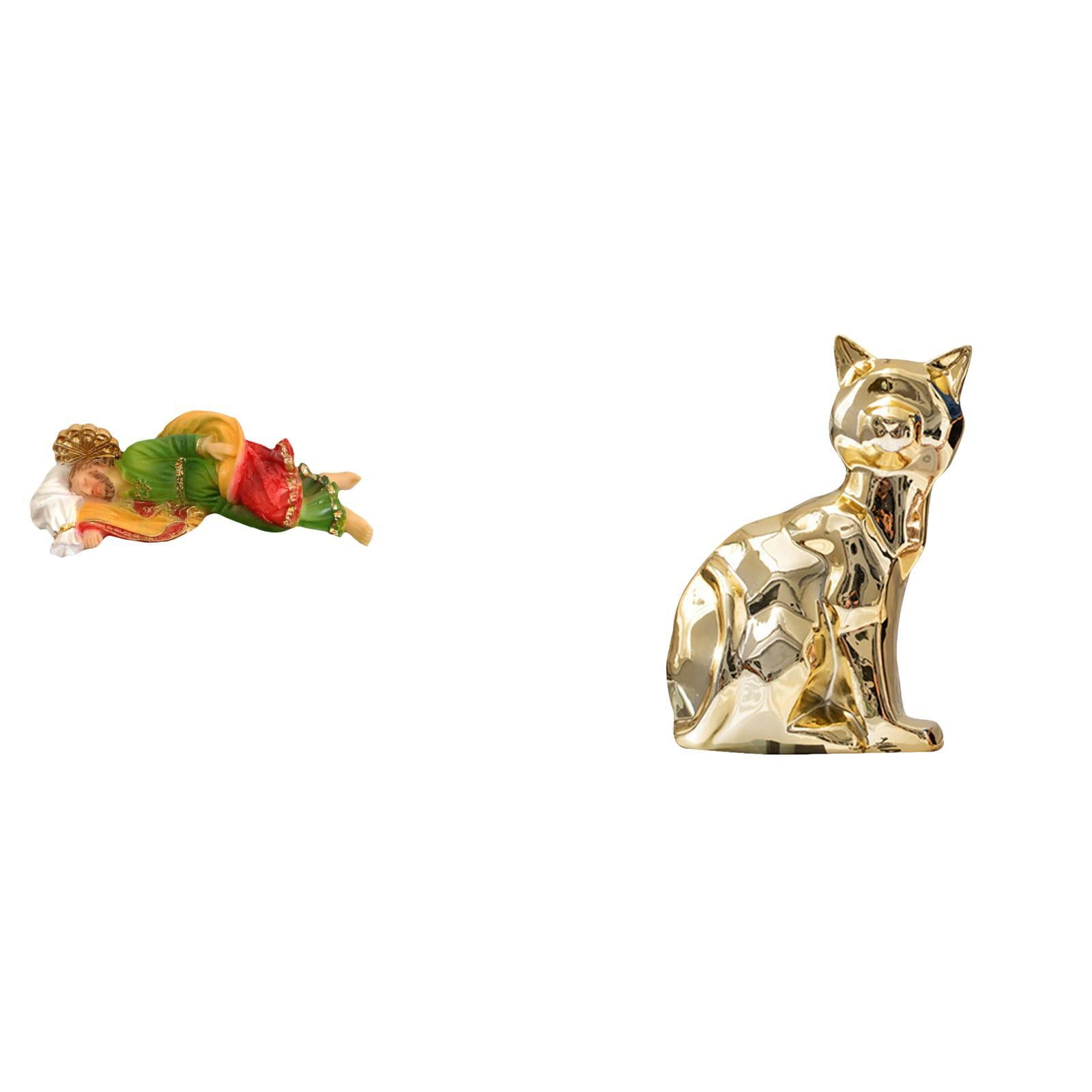 Sleeping Joseph Figurine Cat Statue Jesus Sculpture Resin Ceramic ...