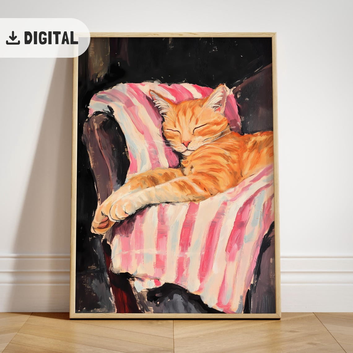 Sleeping Orange Cat, Trendy Cat Lover Decoration, Cozy Home Decor ...
