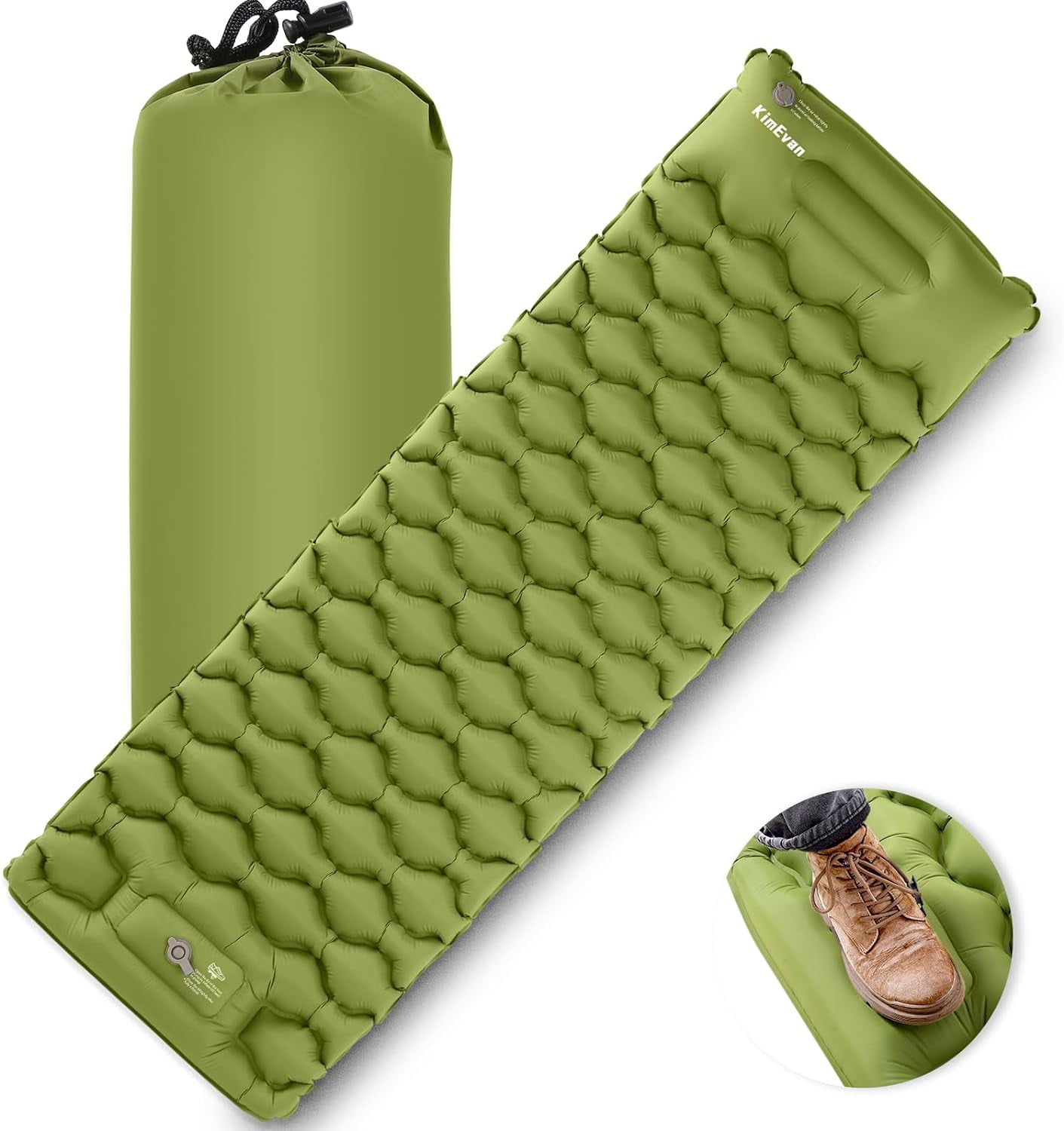 Sleeping Pad for Camping, Inflatable Camping Pad Built-in Foot Pump and ...