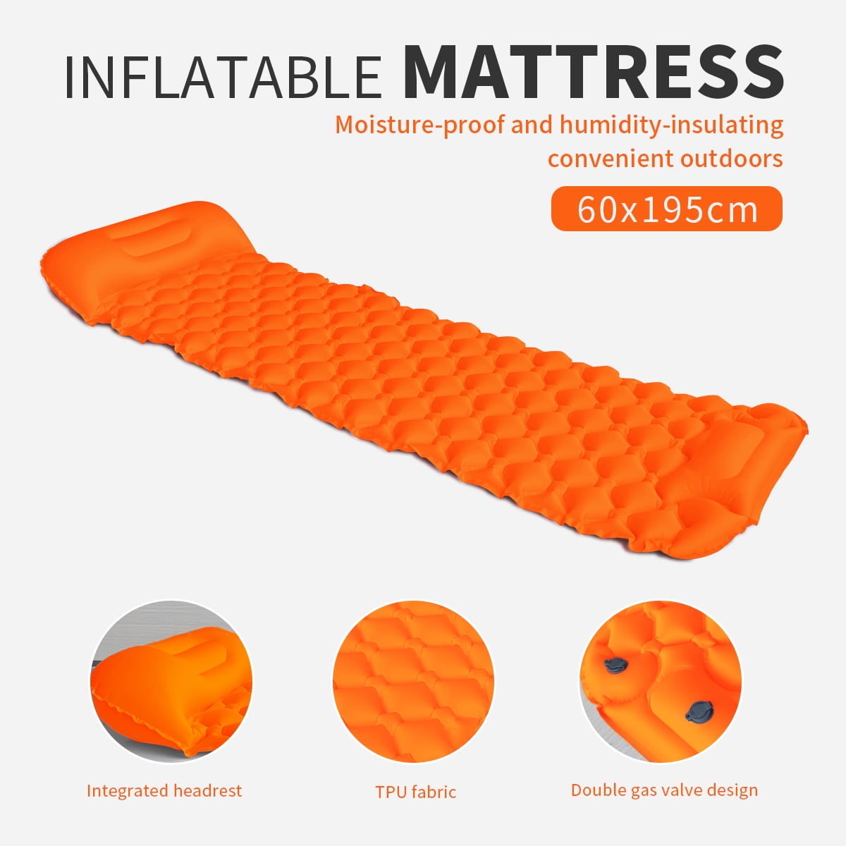 Sleeping Pad with Pillow Ultralight, 77”*23.6”*2.4” Inflatable Camp ...