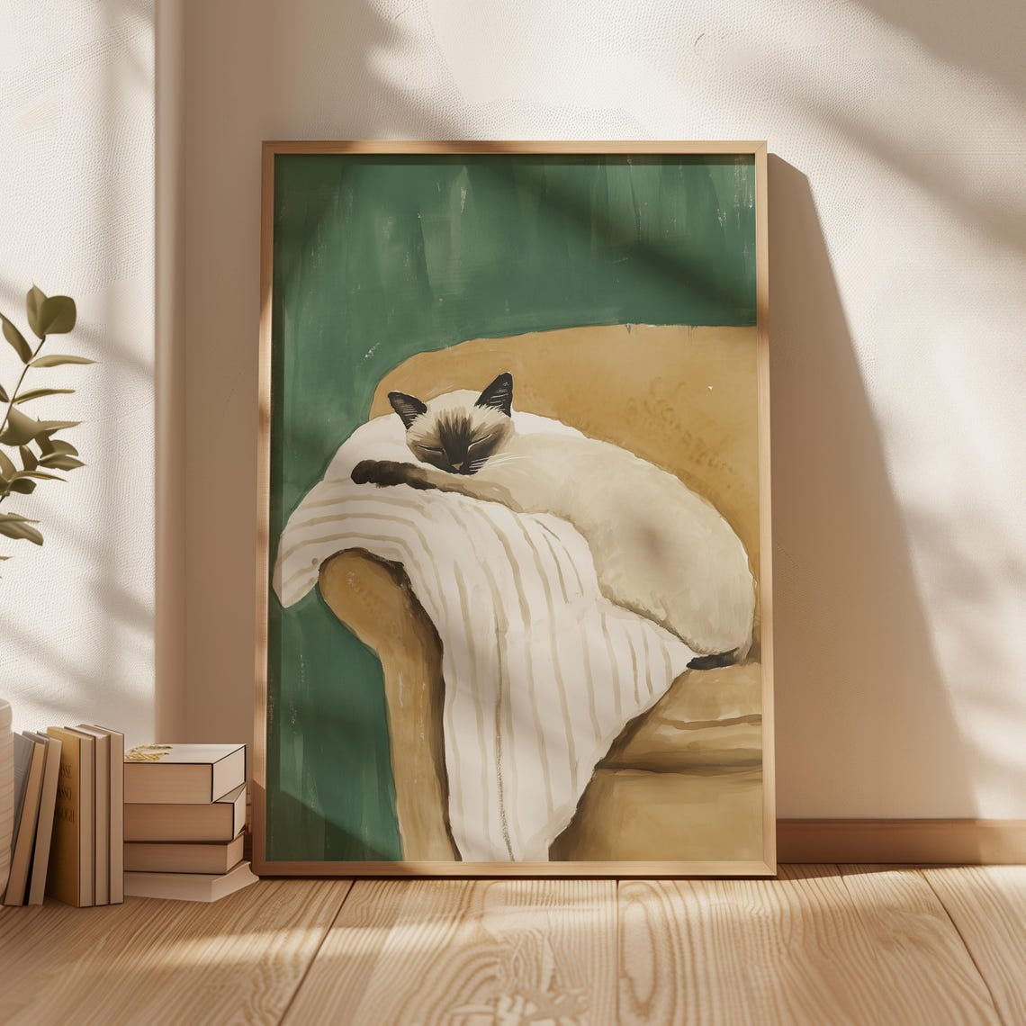 Sleeping Ragdoll Print Contemporary Art Cat Siamese Wall Art Office ...