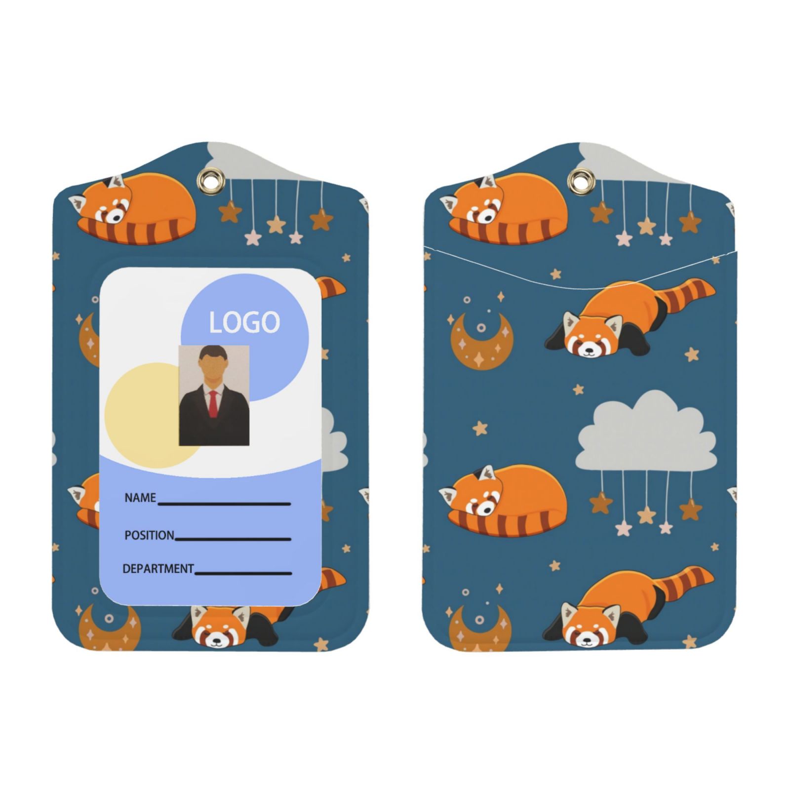 Sleeping Red Panda Pattern Id Card Badge Leather Holder Case Protector ...