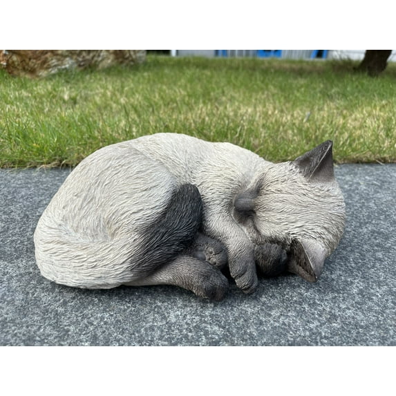 Sleeping Siamese Cat Statue - Walmart.com