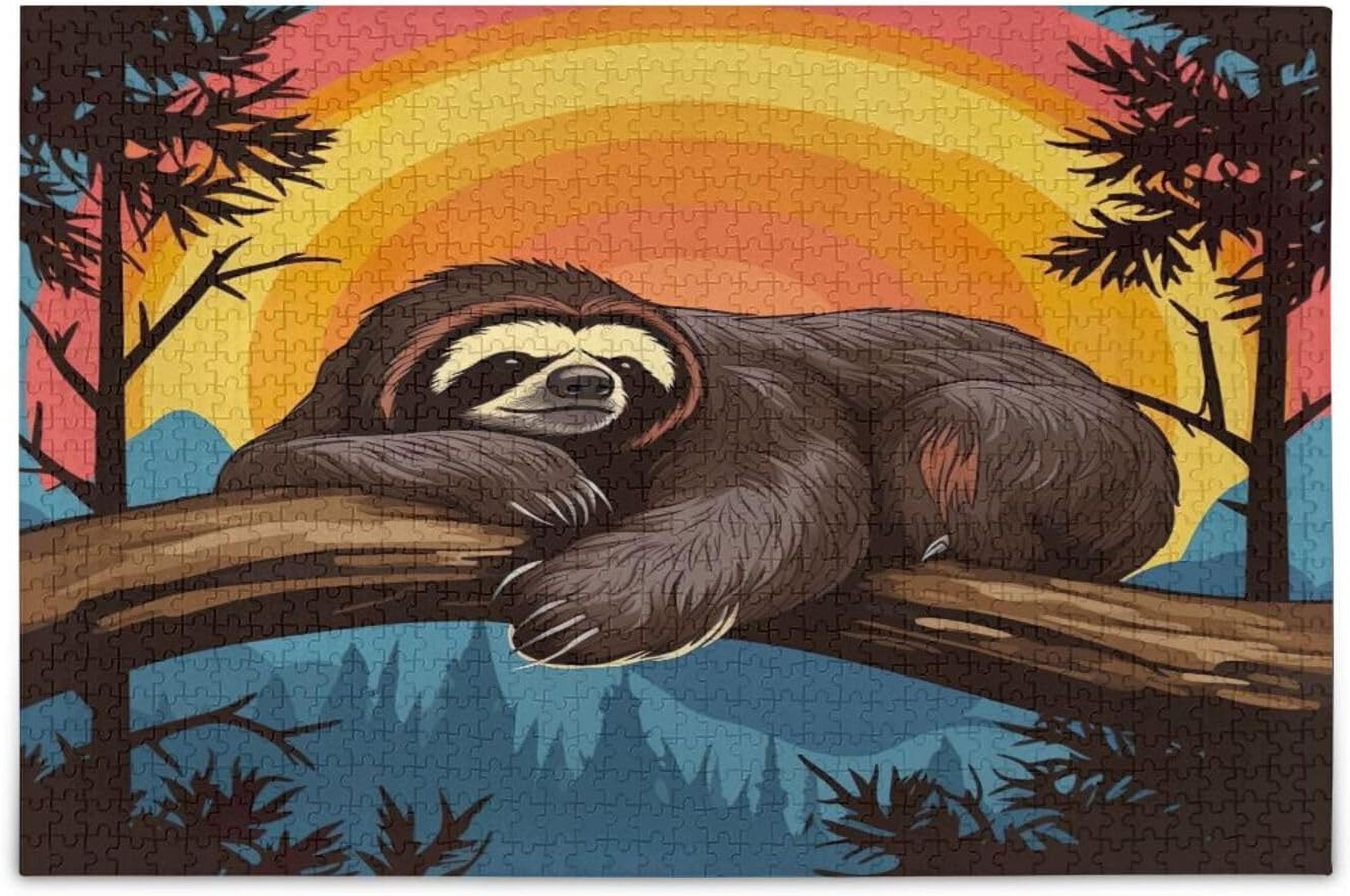 Sleeping Sloth Jigsaw Puzzles for Adults 1000 Pieces, Die-Cut Puzzle ...