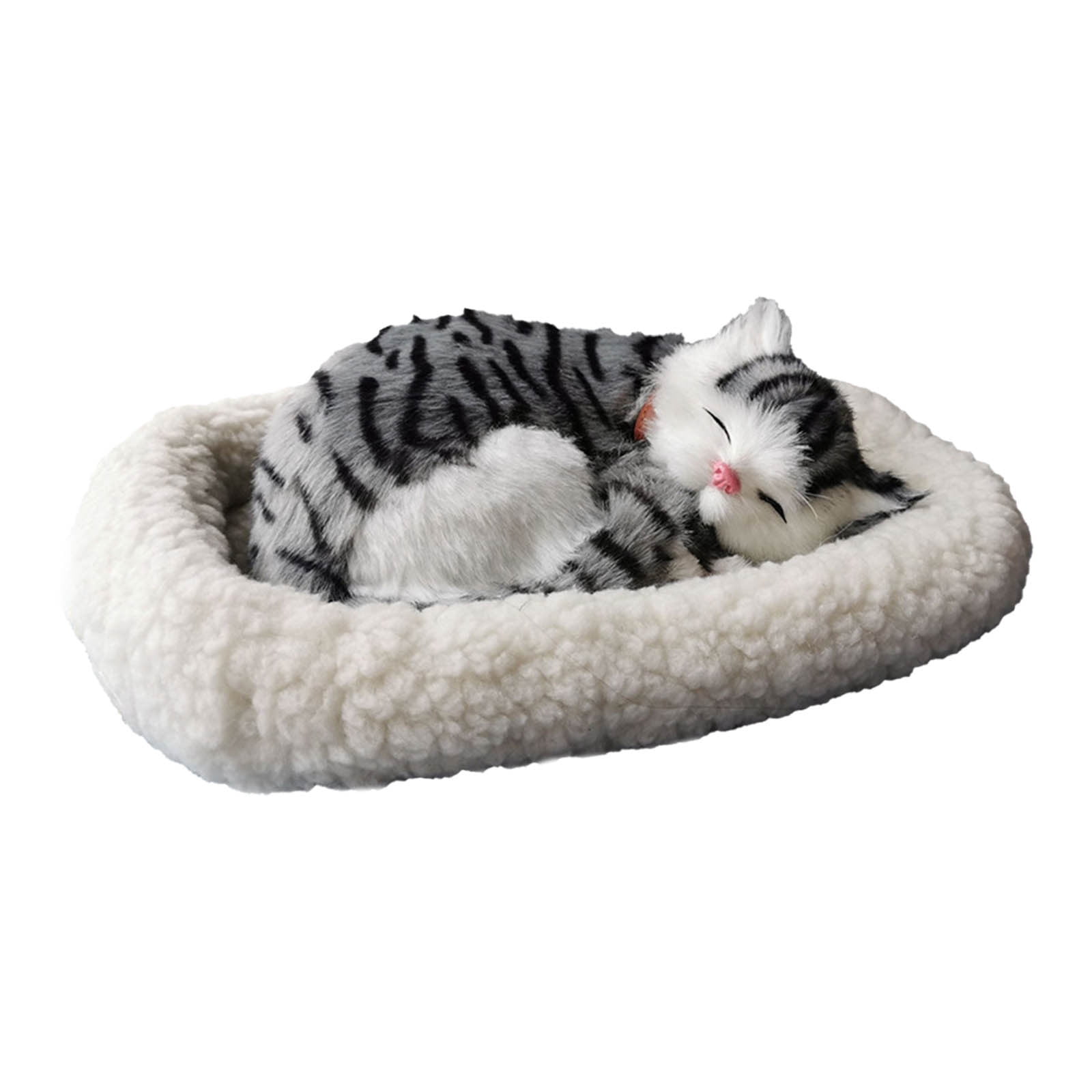 Sleeping Toy Cat, Breathing Cuddly Cat Stuffed Animal Doll with Soft ...