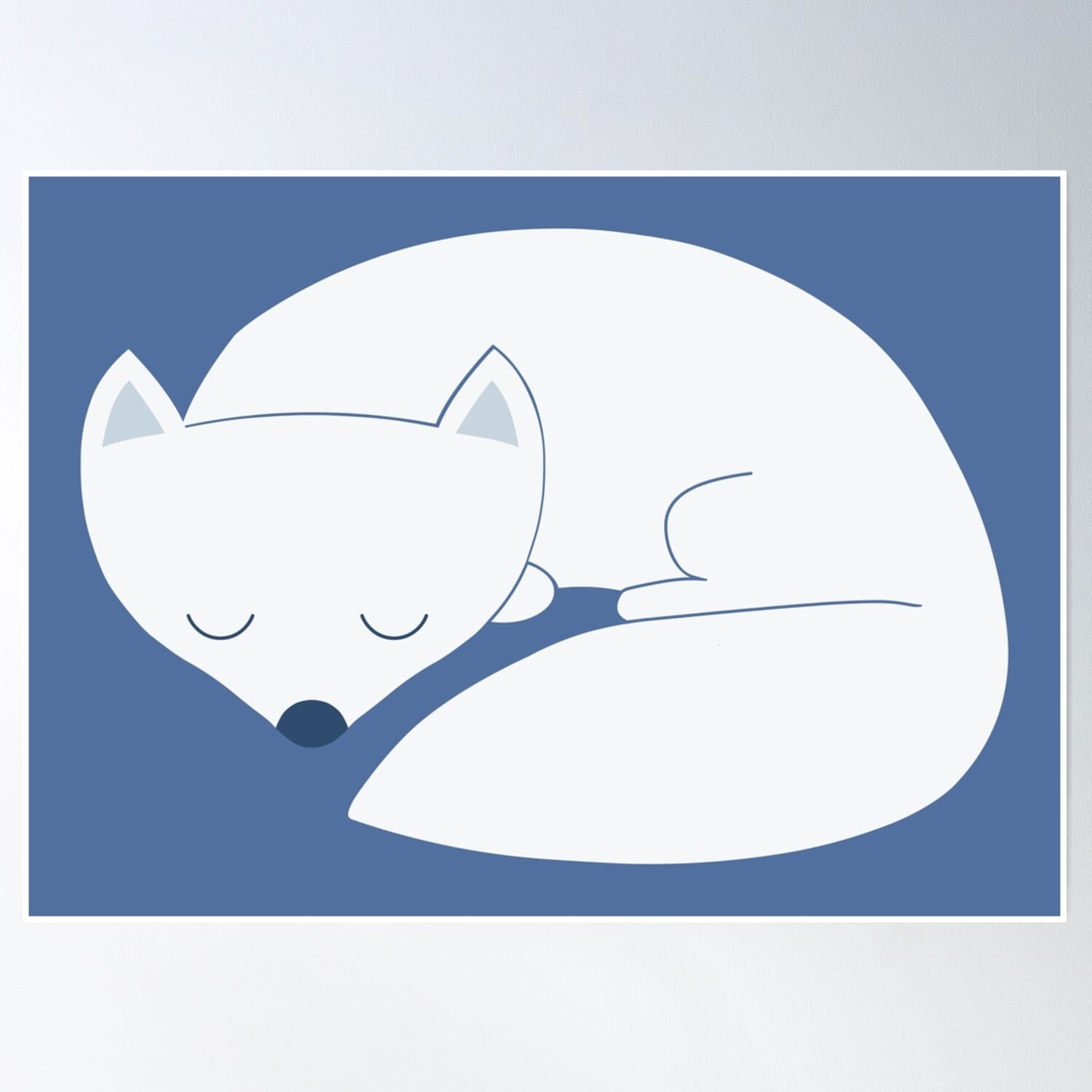 Sleeping White Fox Poster Wall Art, Modern Wall Decor, 24x36 UNFRAMED ...