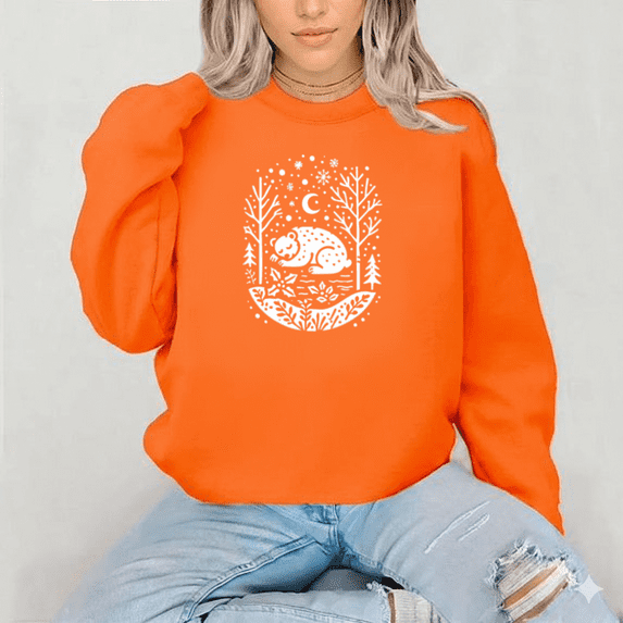 Sleeping Winter Bear Peaceful Moonlit Forest Scenic Art Sweatshirt, up ...