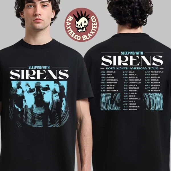 Sleeping With Sirens 2025 North American tour Merch 2 Sided Tshirt ...
