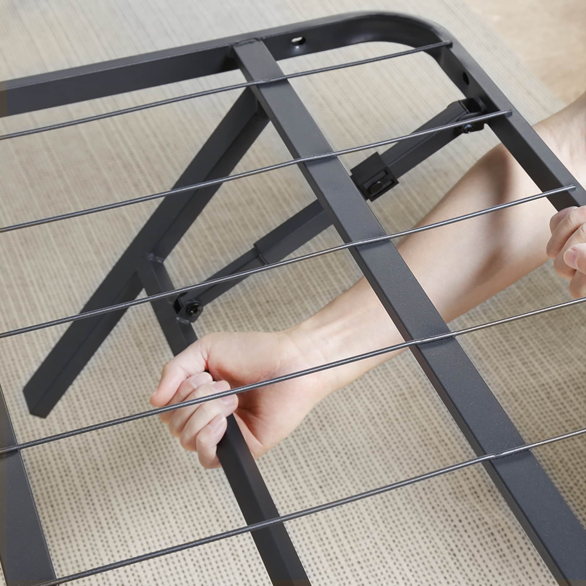 Sleeplanner 14 Inch Foldable Comfort Base Platform Bed Frame, Black ...