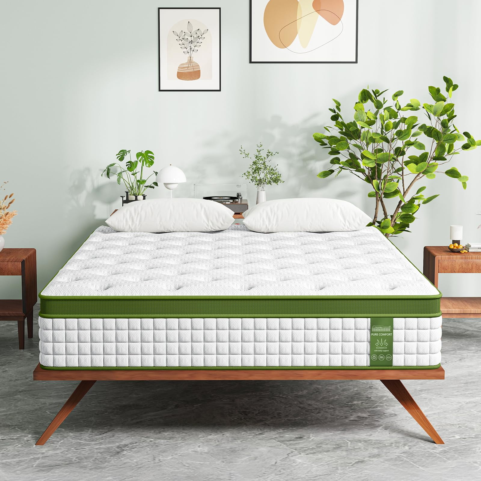 Sleepmax Aura 12" Full Medium-Firm Euro Top Hybrid Mattress with Gel ...