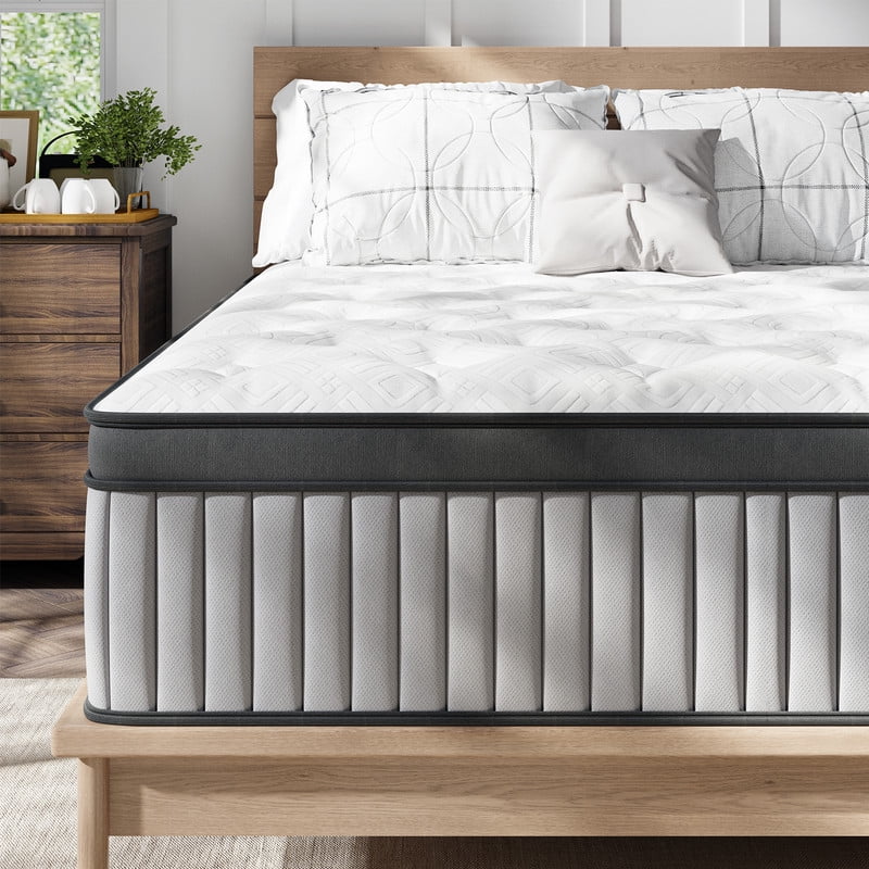 Sleepmax Twin Mattress, 12 Inch Twin Size Plush Hybrid Mattresses in a ...