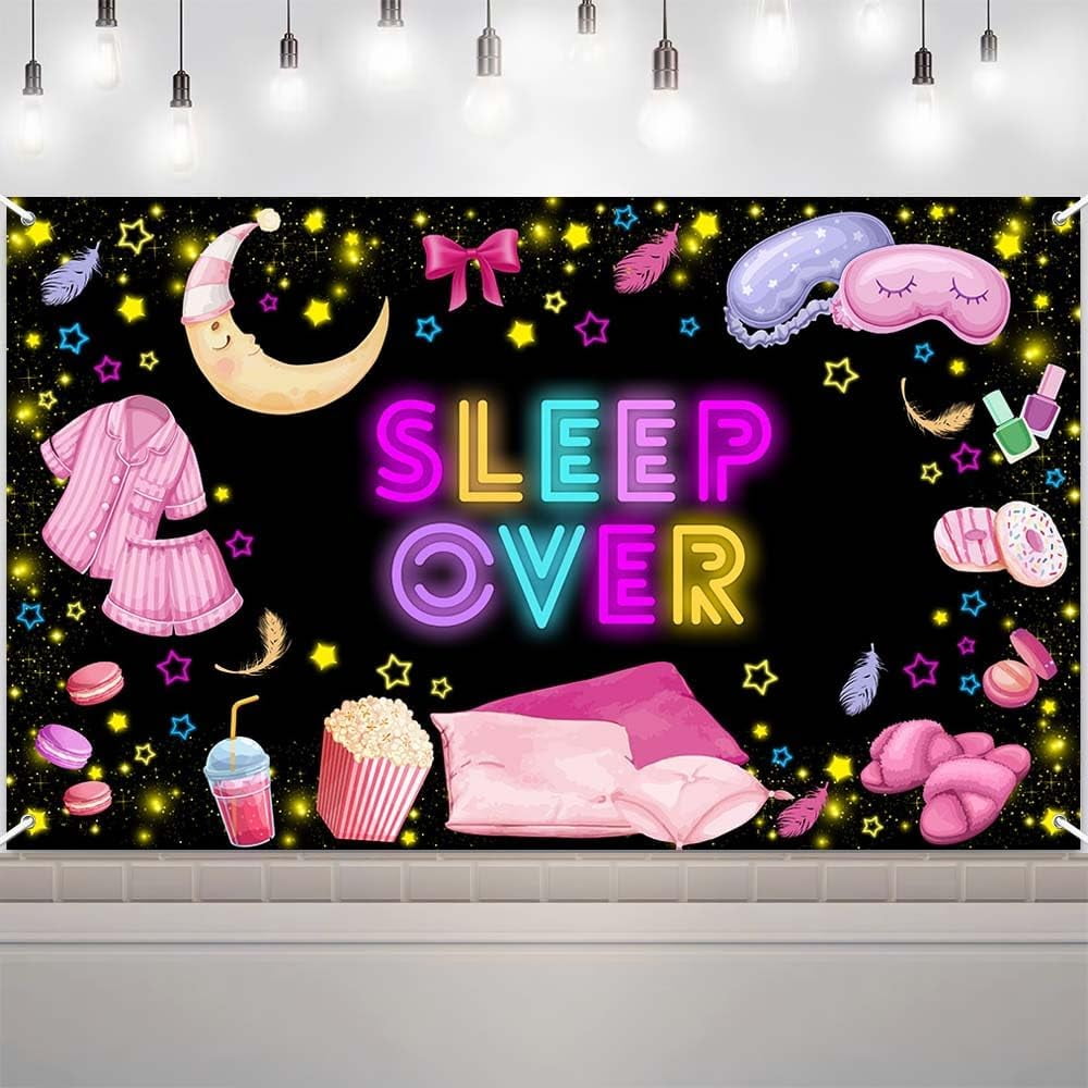 Sleepover Backdrop Slumber Pajama Party Photo Backdrops Pillow Fight ...