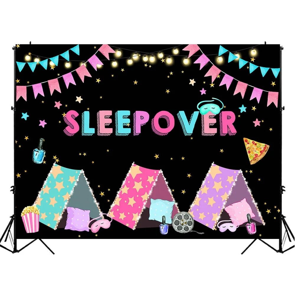 Sleepover Party Backdrop Girls Movie Night Photo Background Decoration ...