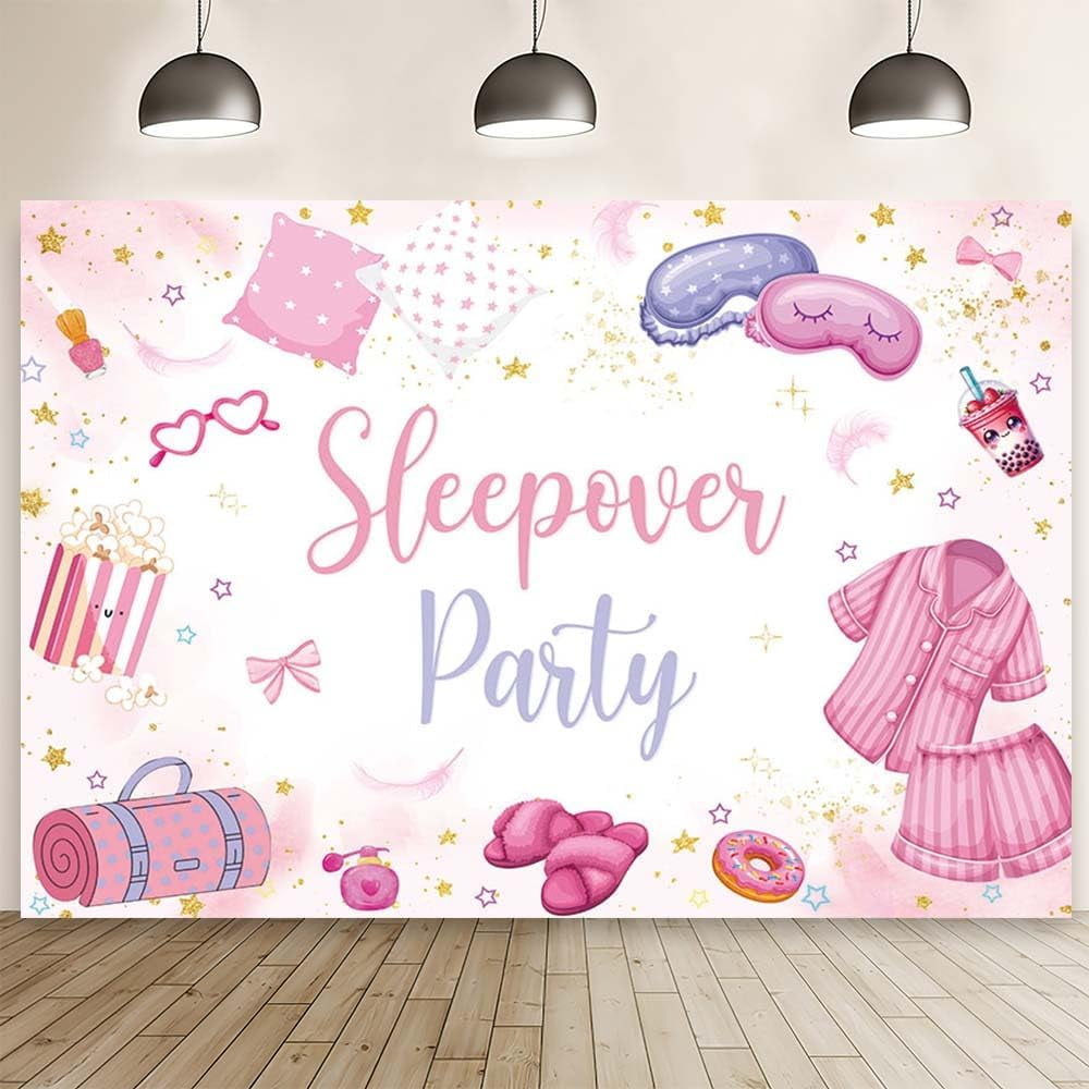 Sleepover Party Backdrop Pastel Pink Slumber Party Photography ...