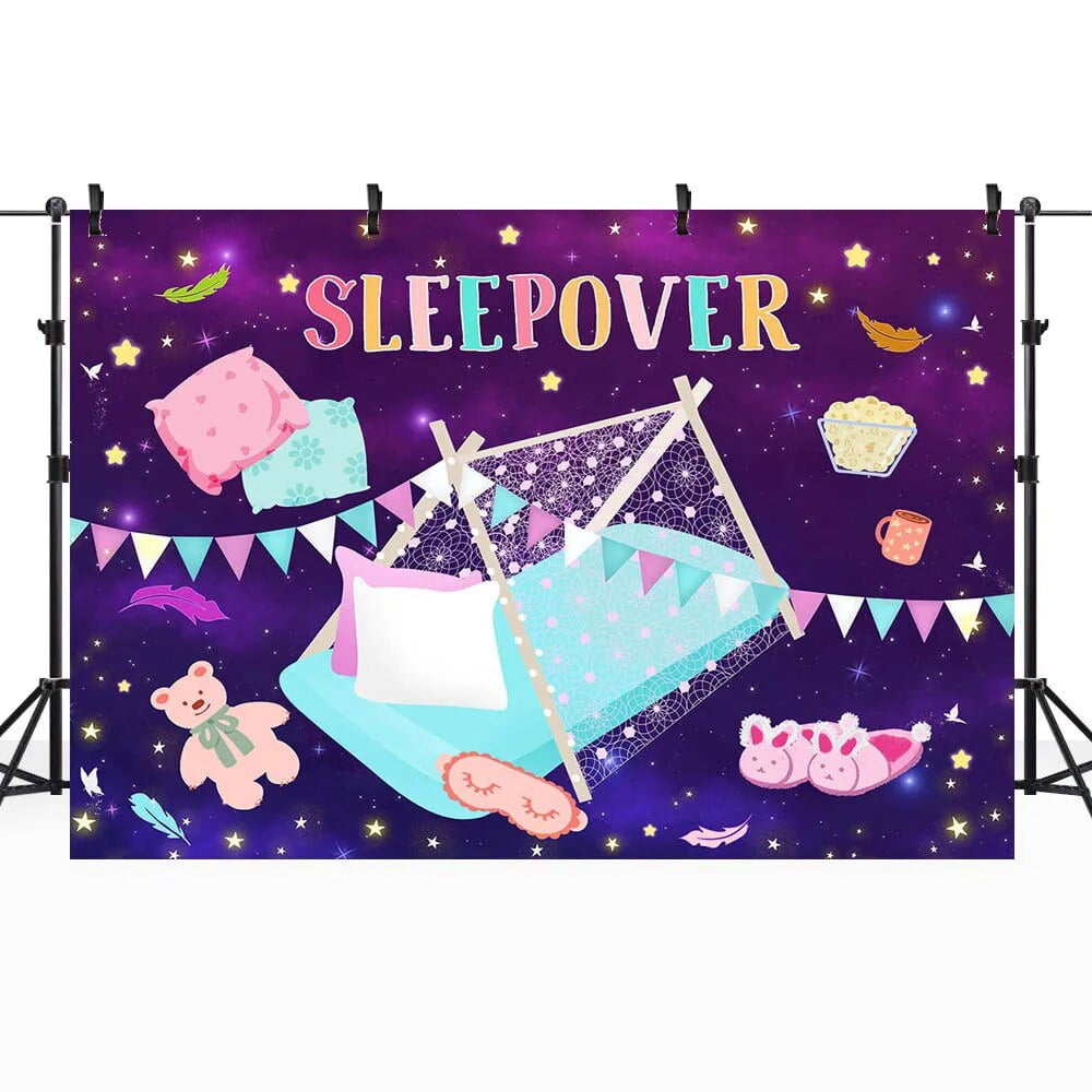 Sleepover Party Backdrop Slumber Pajama Pillow Tent Birthday Party ...