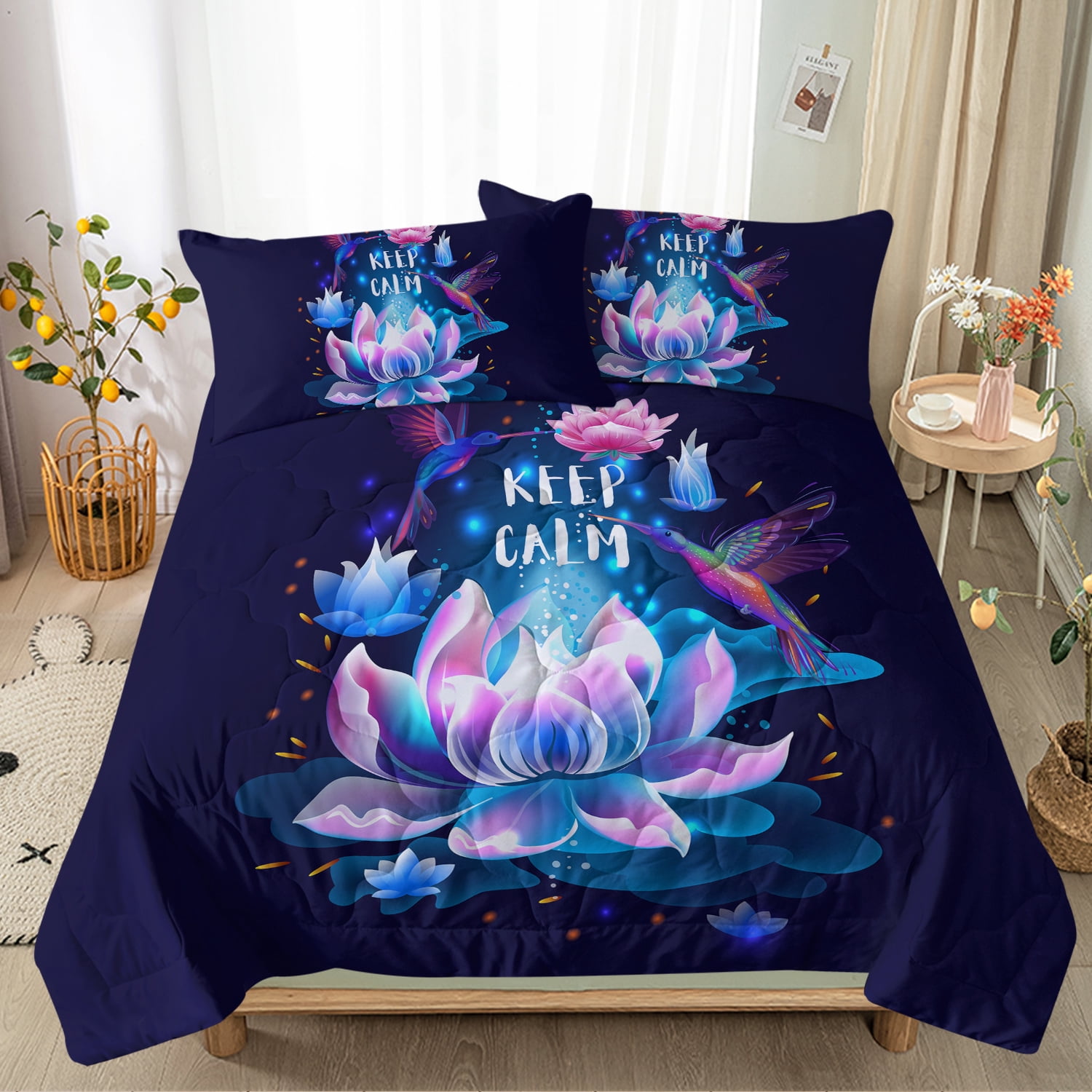 Sleepwish 3pcs Trippy Bed Set, Purple Floral Comforter Set, Butterfly ...