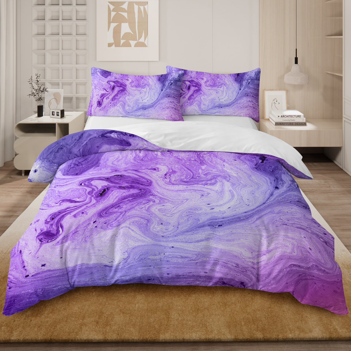 Sleepwish Colorful Duvet Cover Twin Bed Set for Girls 3Pcs Marble ...