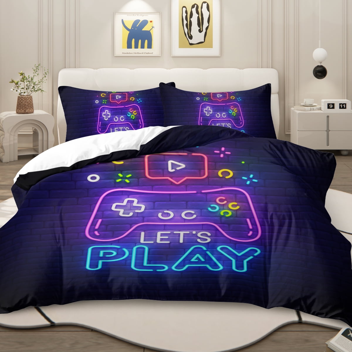Sleepwish Gaming Bedding Set Full Size, 3Pcs Microfiber Blue Bedding ...