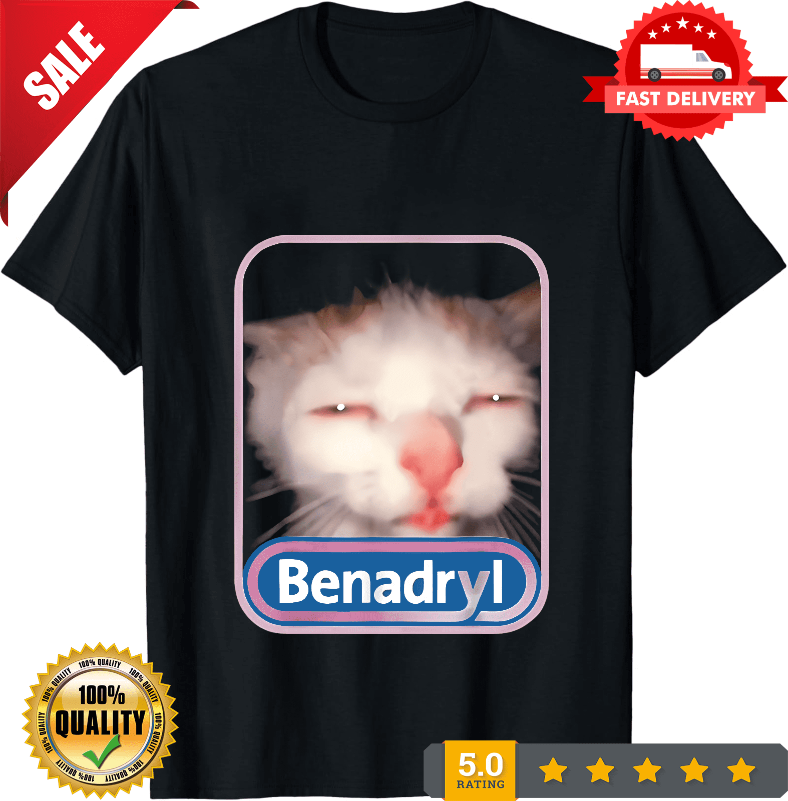Sleepy Cat Meme Shirt â€“ Benny the Tired Cat Funny Graphic Tee ...