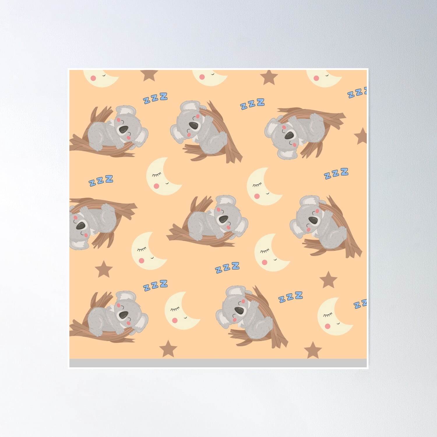 Sleepy Cute Koalas Pattern Poster Wall Art, Modern Wall Decor, 30x30 ...