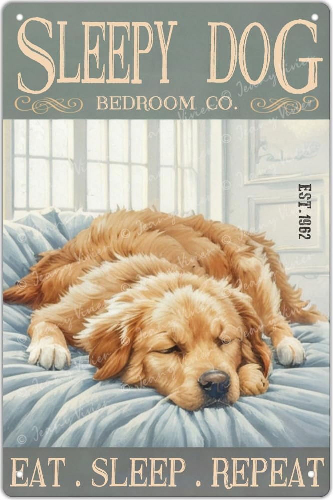 Sleepy Dog Metal Sign Funny Dog Bathroom Decor Dog Lover Metal Sign Dog ...
