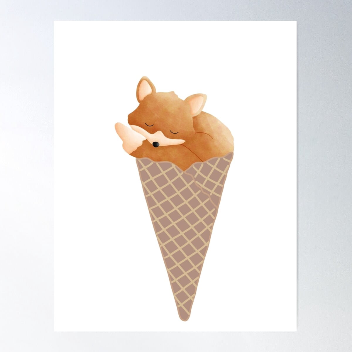Sleepy Fox Cone Poster Wall Art, Modern Wall Decor For Living Room ...