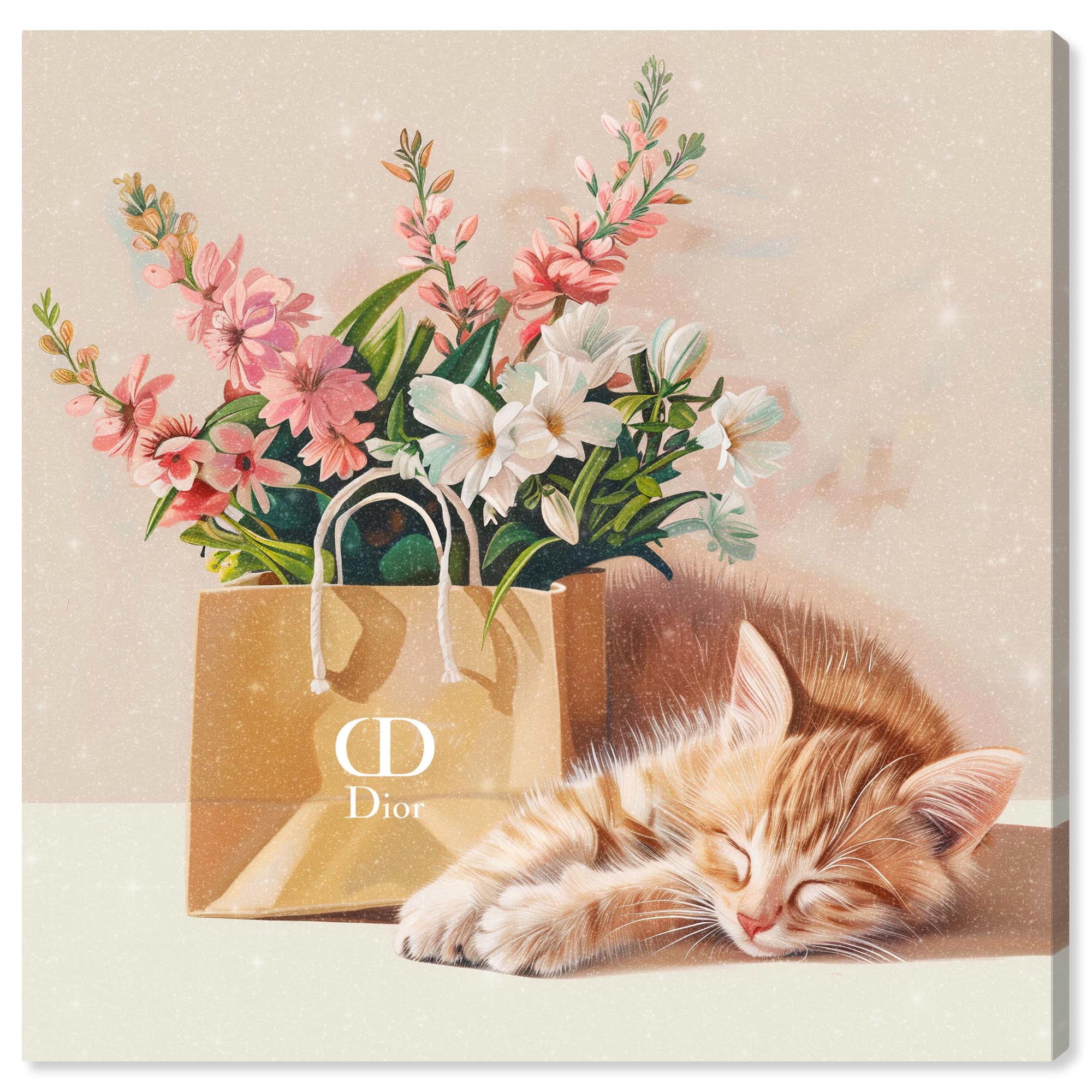 Sleepy Kitten Shopping Bag Canvas Fashion Pet Art by Art Remedy ...