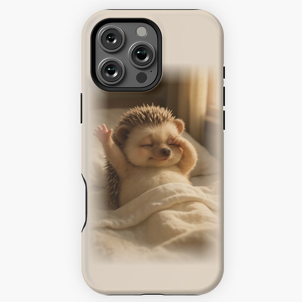 Sleepy Morning Hedgehog Phone Case Compatible with iPhone 11-17 Pro Max ...