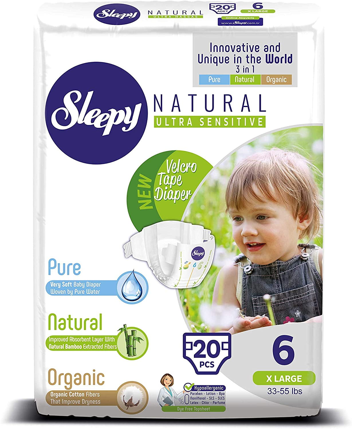 Sleepy Natural - Baby Diaper - 6|XLarge - Walmart.com