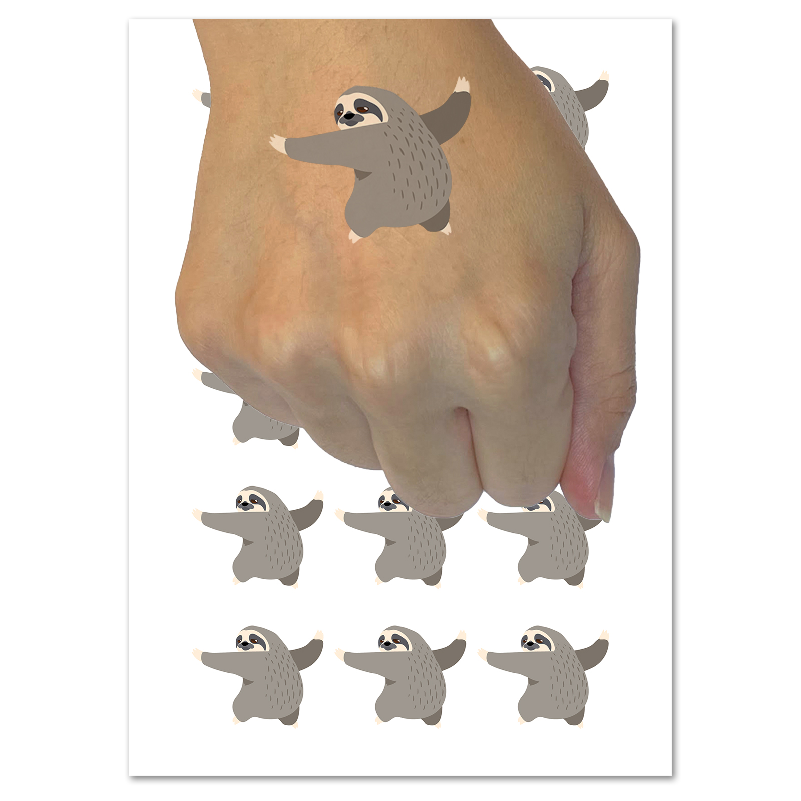 Sleepy Sloth Clinging Hug Water Resistant Temporary Tattoo Set Fake ...