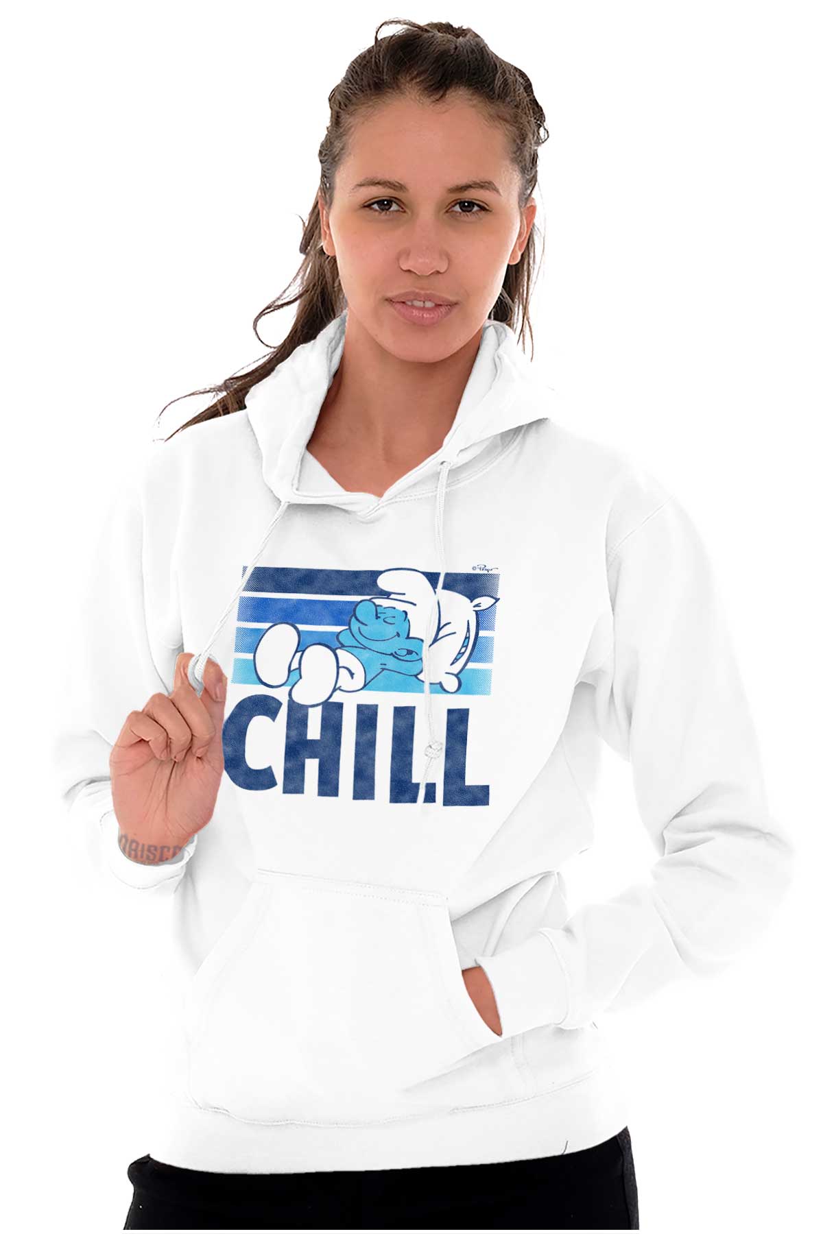 Sleepy Smurf 80s Cartoon Chillin Out Hoodie Sweatshirt Women Men Brisco Brands X - Walmart.com