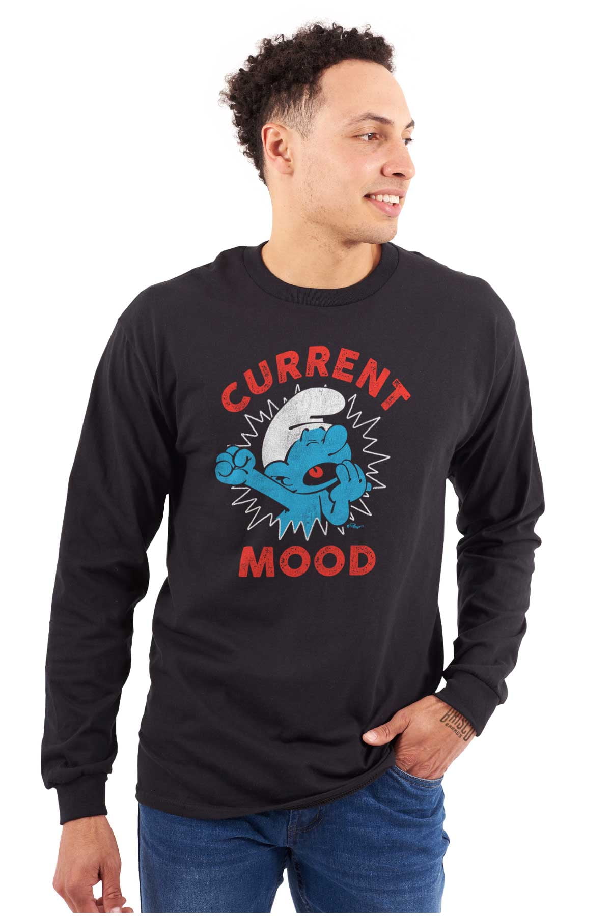 Sleepy Smurf Current Mood Tired Lazy Long Sleeve TShirt Men Women Brisco Brands X - Walmart.com