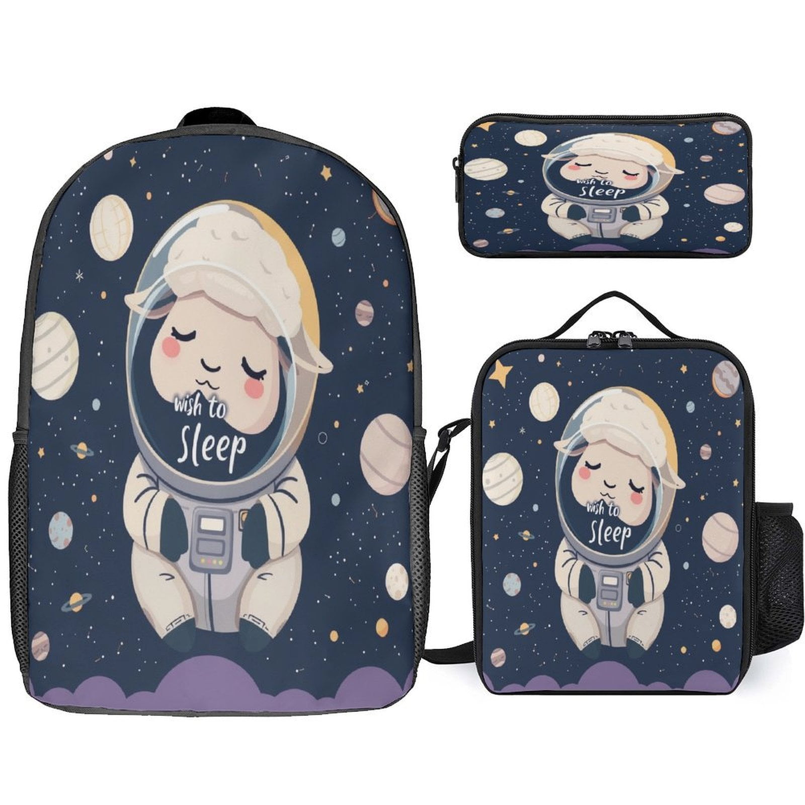 Sleepy Space Lamb 3pcs/Set Bags Laptop Daypack Backpack Lunch Bag ...