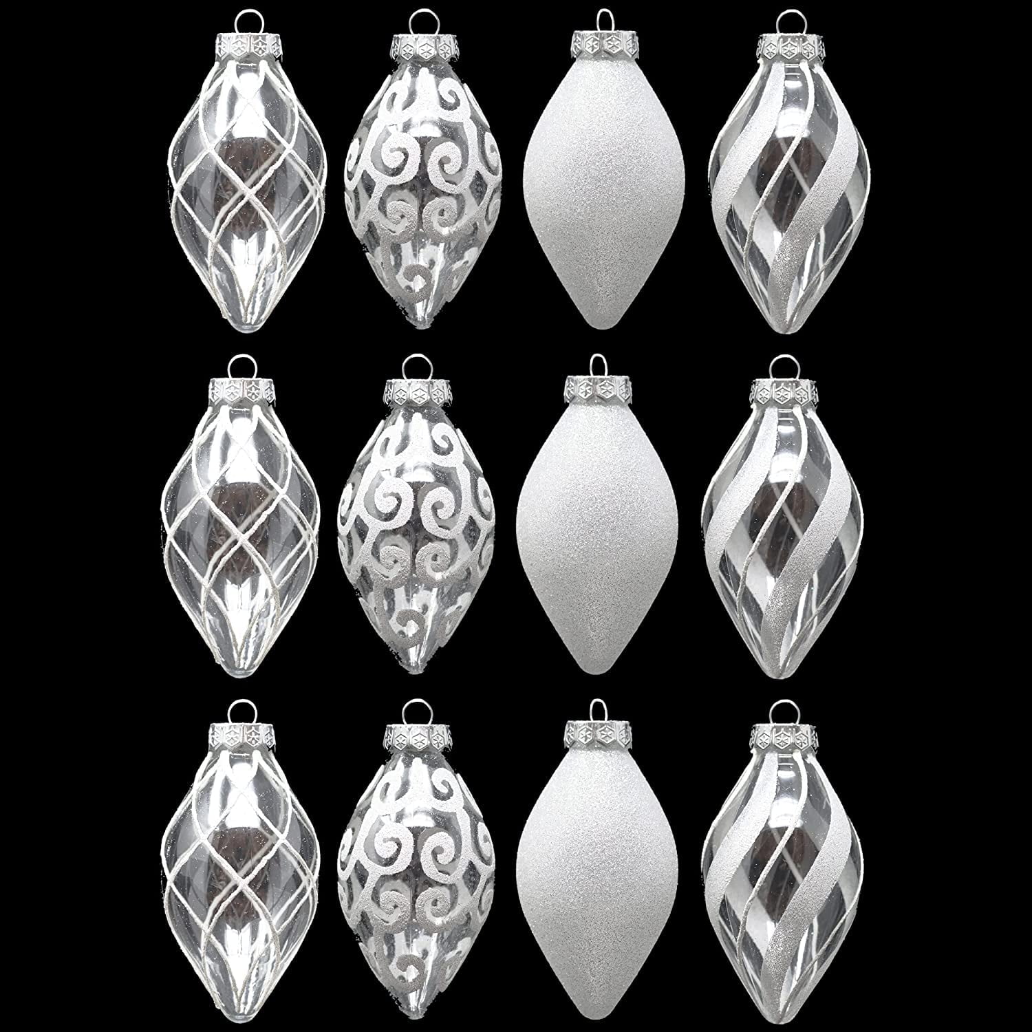 SLEETLY 12pk Christmas Tear Drop Finial Hanging Pendant Ornaments for ...