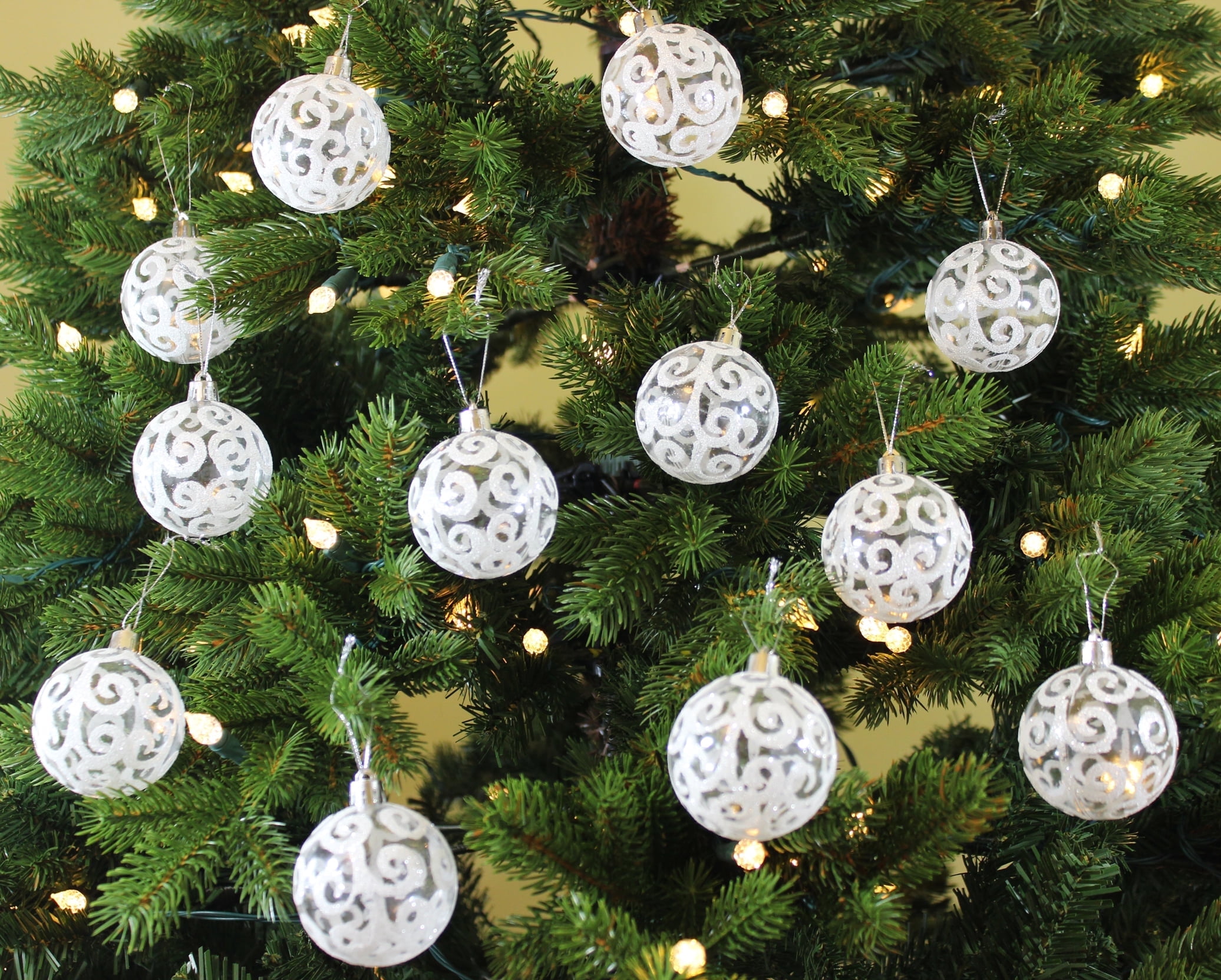 Sleetly 18pk Shatterproof White Christmas Tree Ornaments 2023 - 2.36 ...
