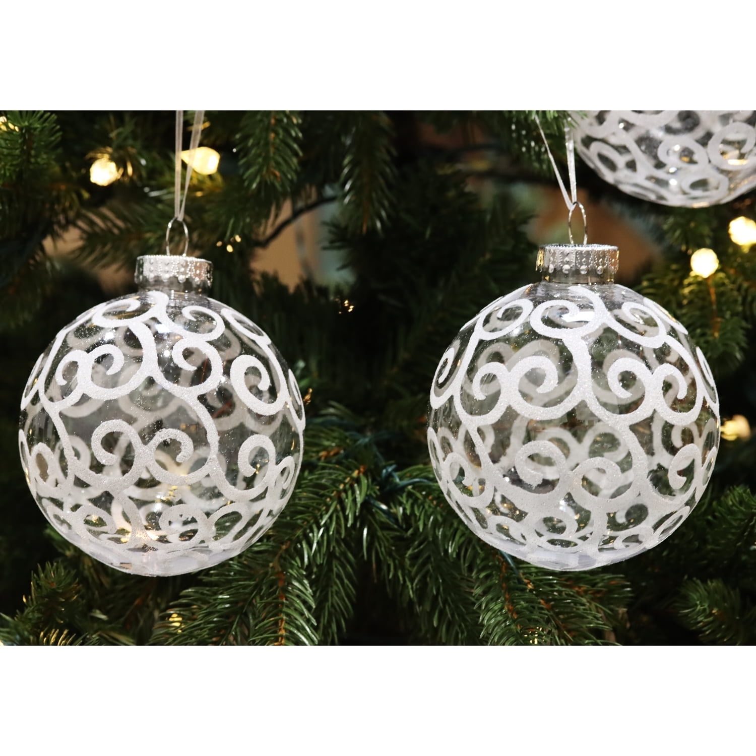 Sleetly Shatterproof Christmas Ornaments - 4pk Large Transparent Balls ...