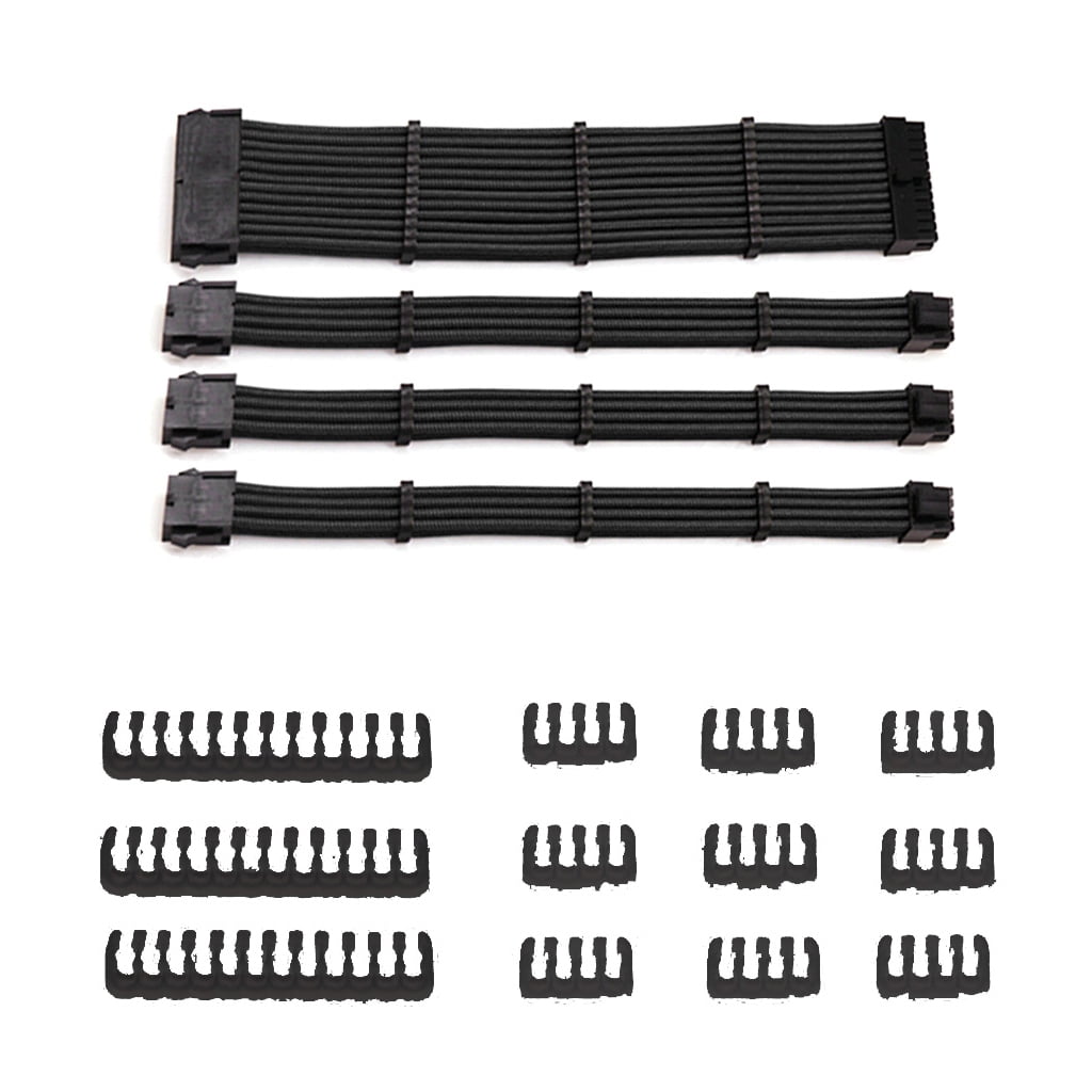 Sleeved Cable PC PSU Extension Cable Kit 18AWG 24Pin Motherboard 8P CPU ...