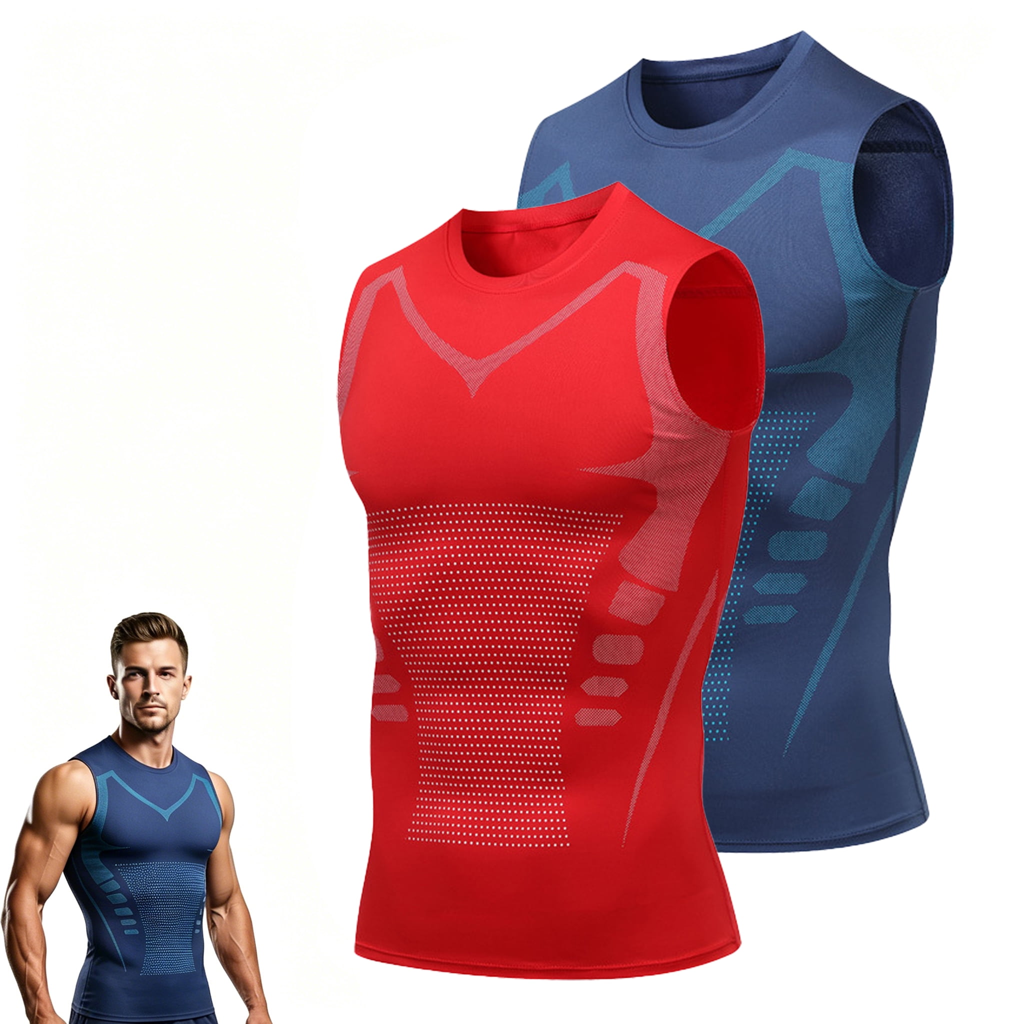 Sleeveless Compression Shirt Men，4-Way Stretch, Moisture-Wicking ...