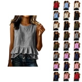 Sleeveless Crew Neck Casual Top Relaxed Fit Summer Basic Tee ...