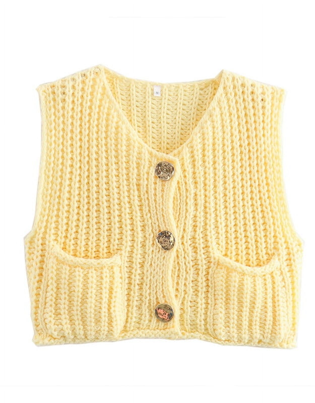 Sleeveless Cropped Button Down Cardigan Sweater Vest for Women Trendy ...