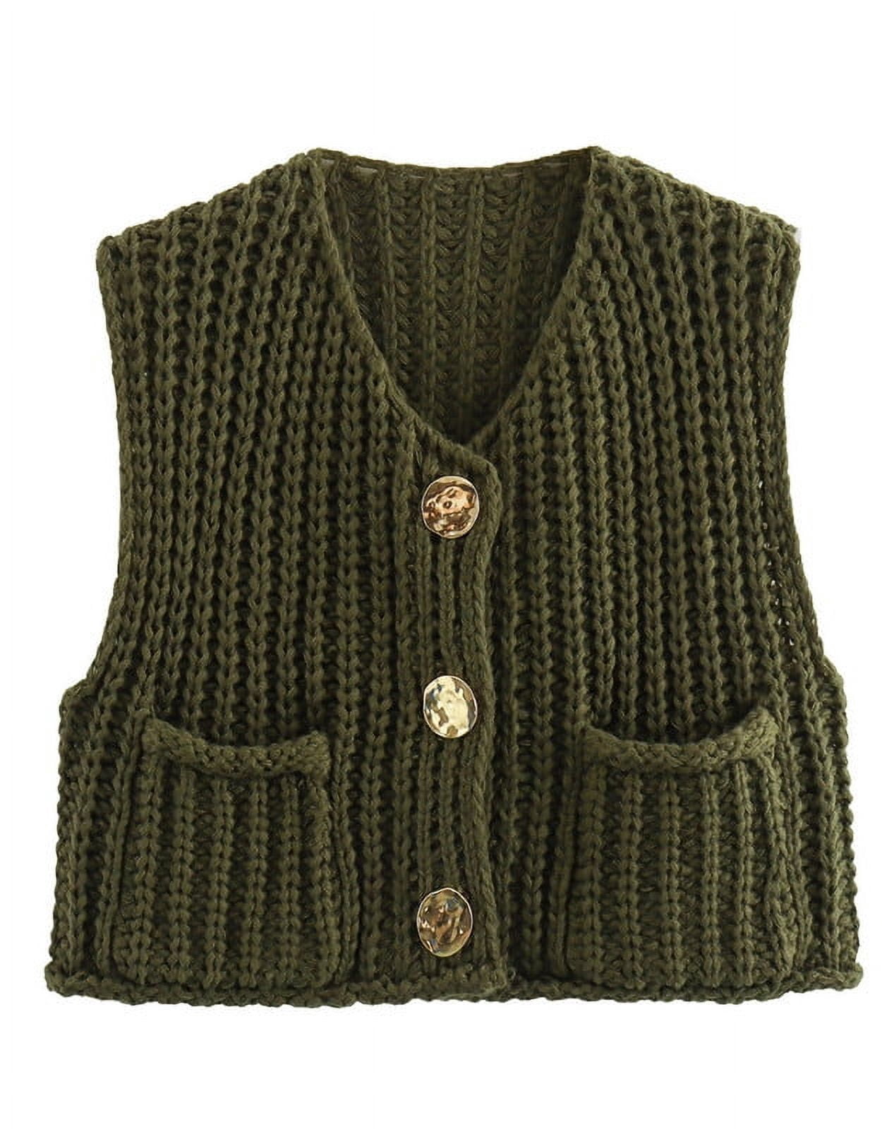 Sleeveless Cropped Button Down Cardigan Sweater Vest for Women Trendy ...