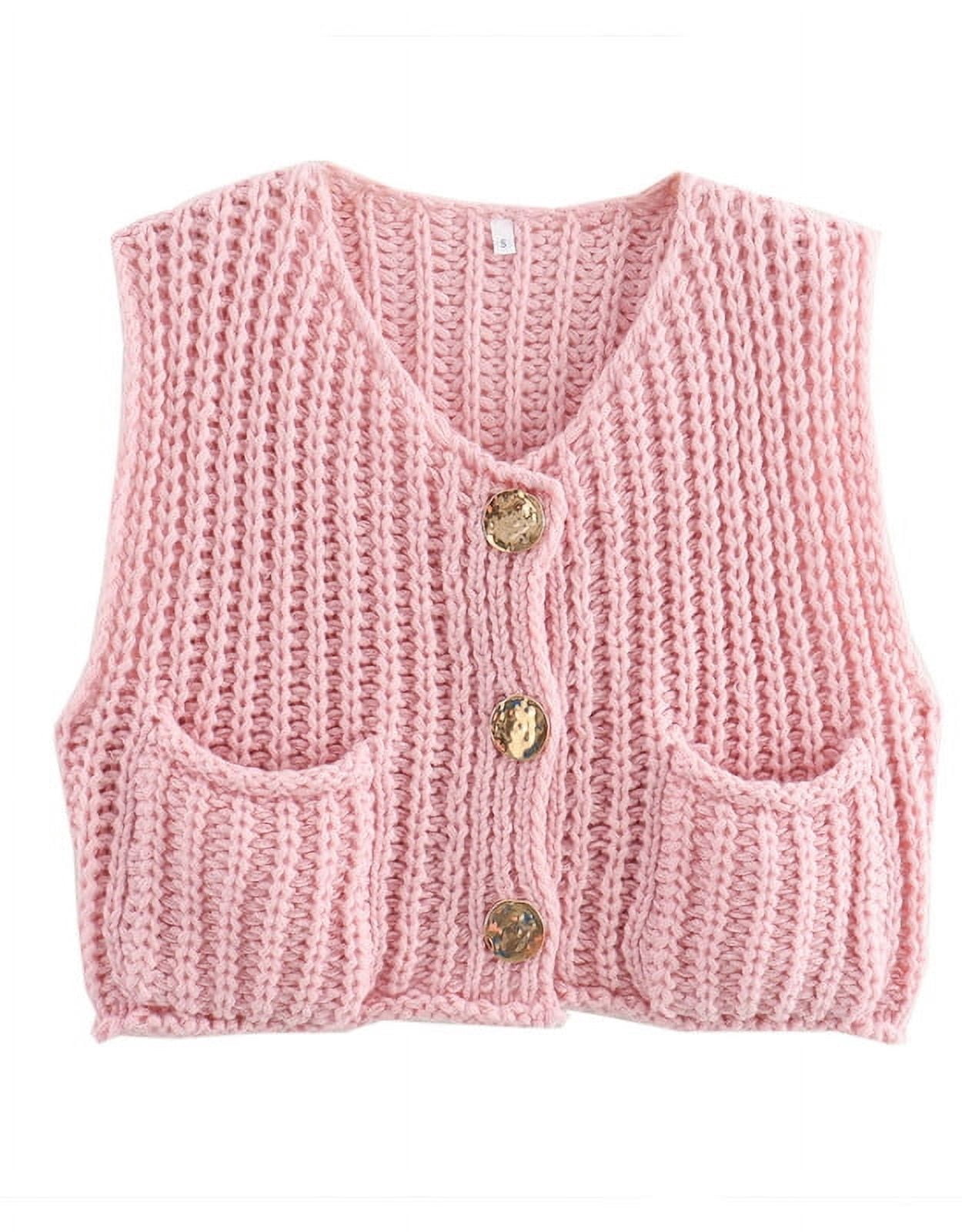 Sleeveless Cropped Button Down Cardigan Sweater Vest for Women Trendy ...